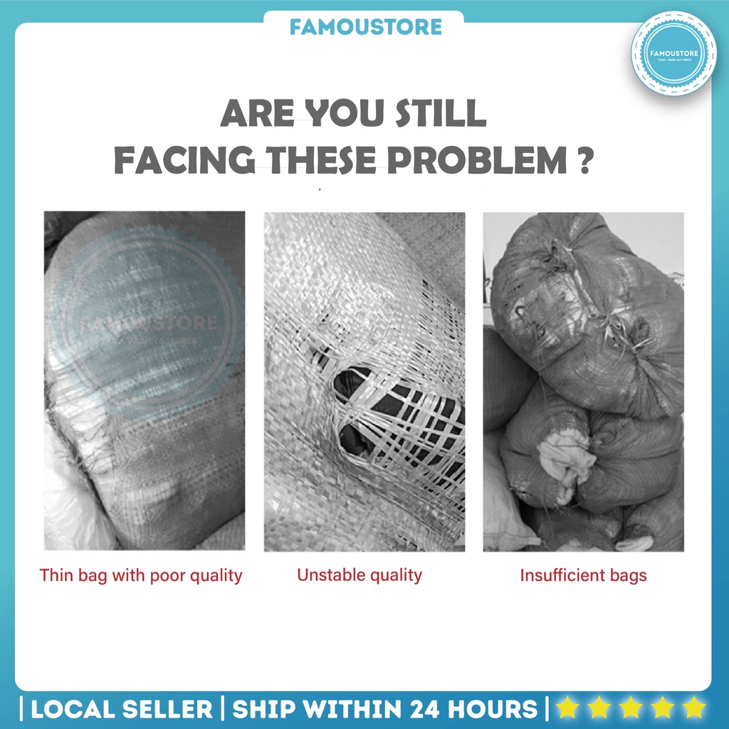 1PC Large PP Woven Guni Bag Sand Courier Storage Plastic Gunny Sack ...