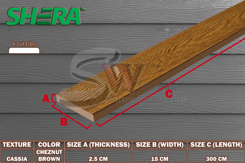SW SHERA FLOOR PLANK /PAPAN LANTAI (STRAIGHT GRAIN & CASSIA) 2.5CM X ...