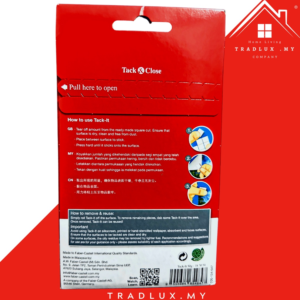 Faber-Castell Tack it Stick it 90-Pieces Tack-it Adhesive, White, 50 g ...