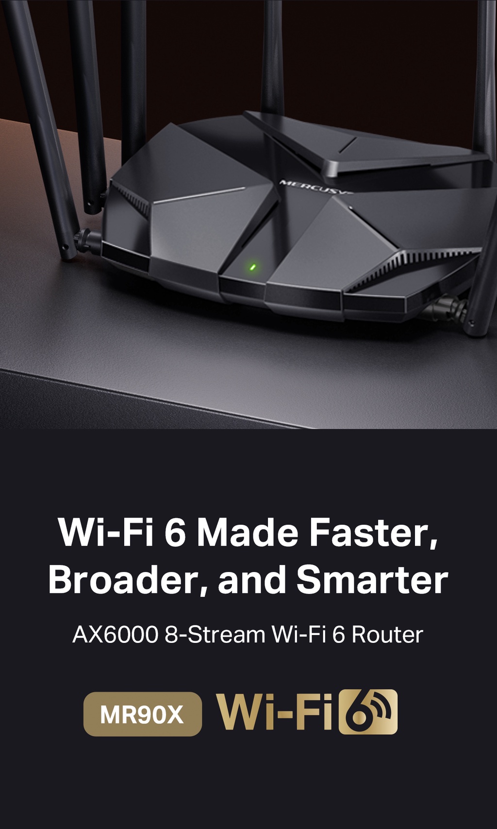 Mercusys MR90X 8-Stream Wireless 160MHz Wi-Fi 6 Router (2.4GHz + 5GHz ...