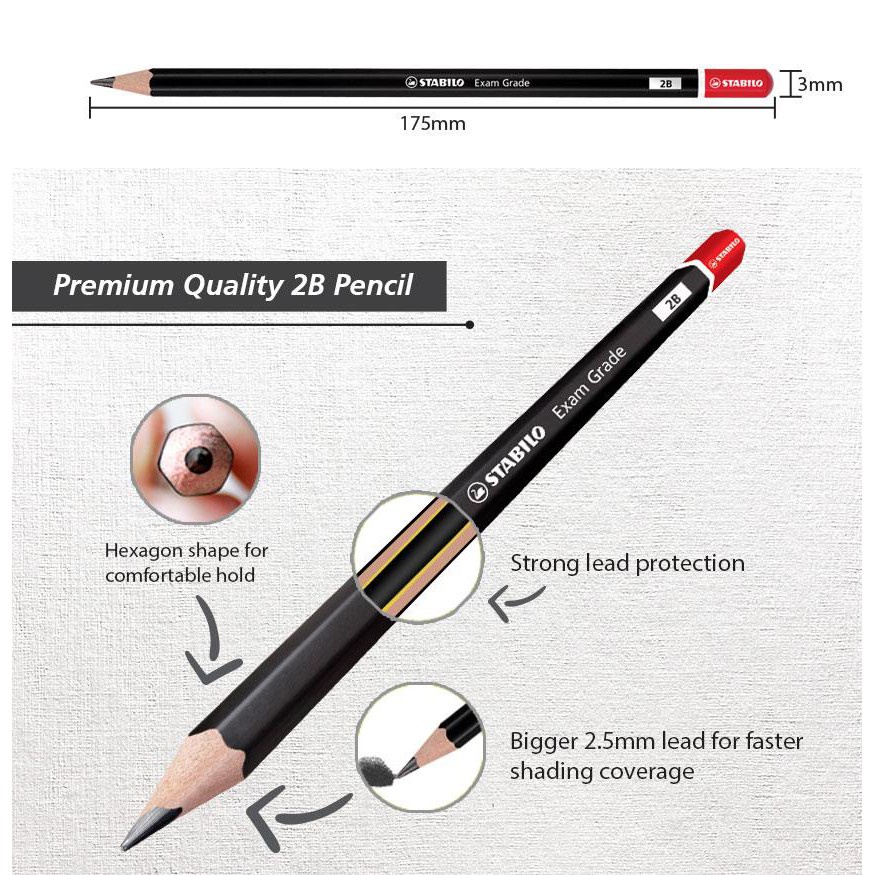 Stabilo Exam Grade Graphite 2B Pencil Stabilo Pensel 2B Sekolah 1pcs ...