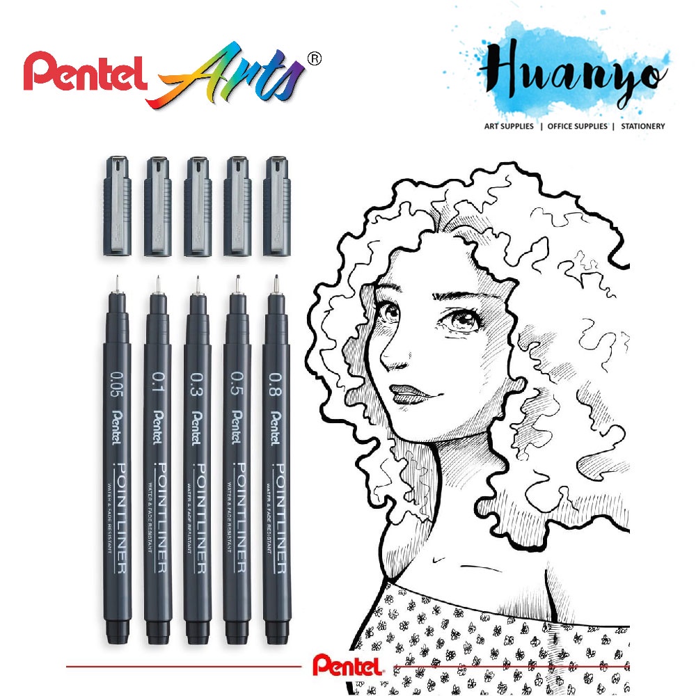 Pentel Pointliner S20P Technical Drawing Drafting Sketching Pen (Black ...