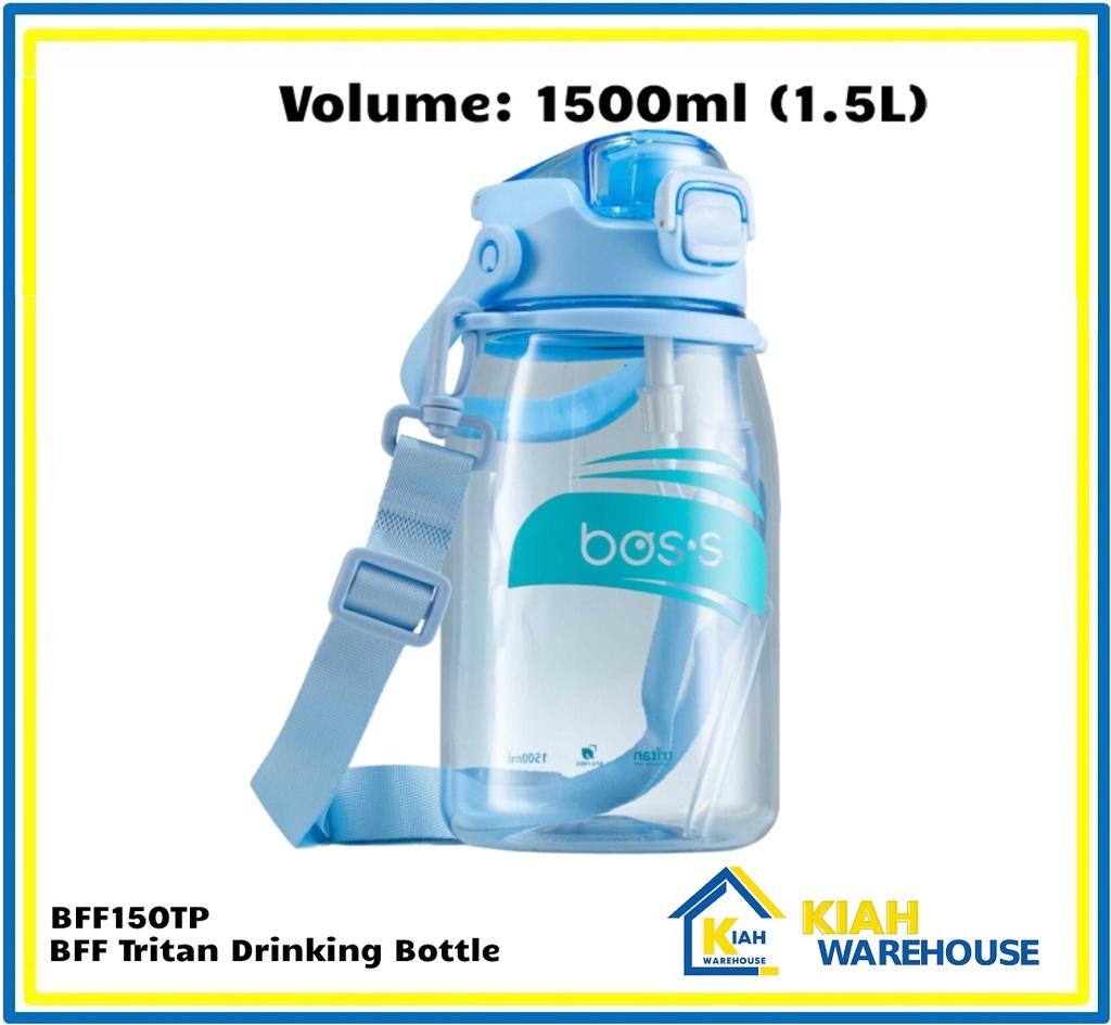 BOS'S Tritan Drinking Bottle 1500ml Office School Outdoor Water Tumbler With Straw & Strap ...