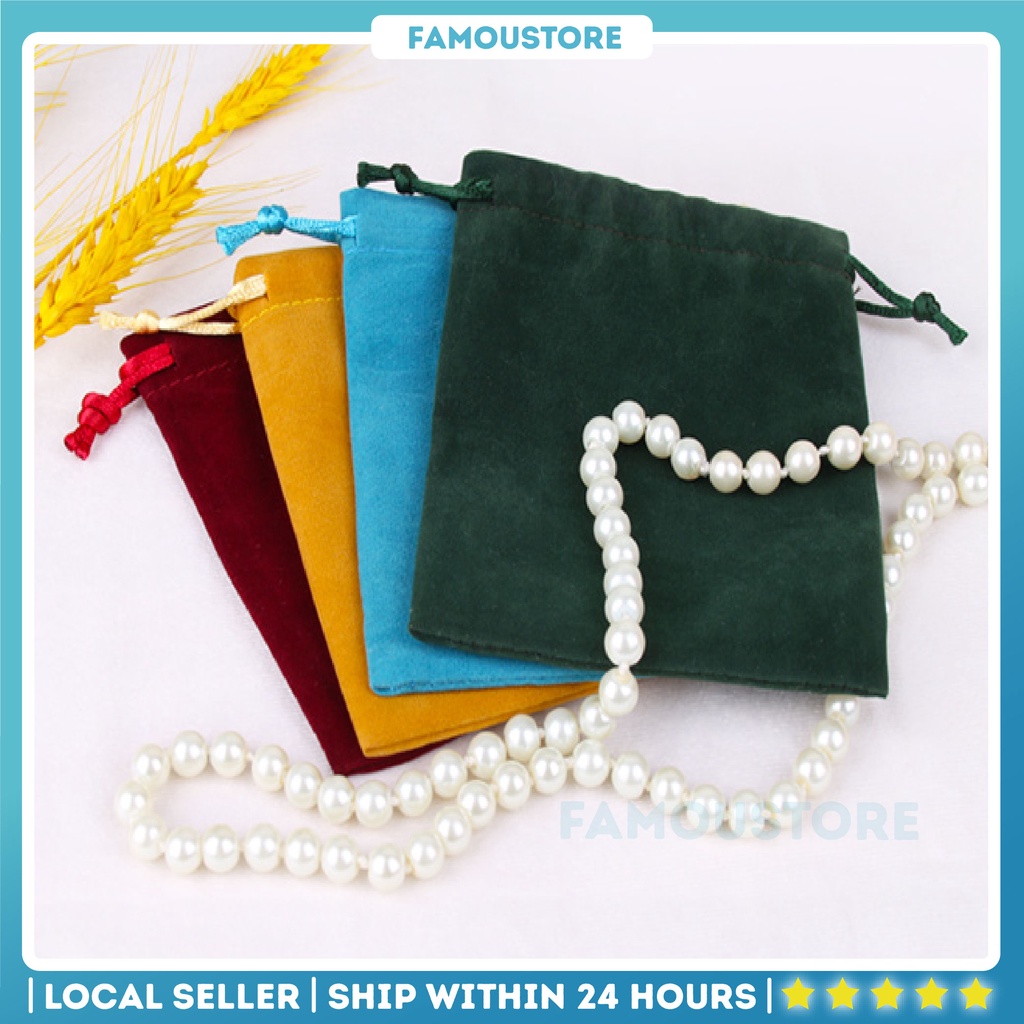 Gold Velvet Drawstring Bag Jewelry Jewellery Velvet Pouch Doorgift ...