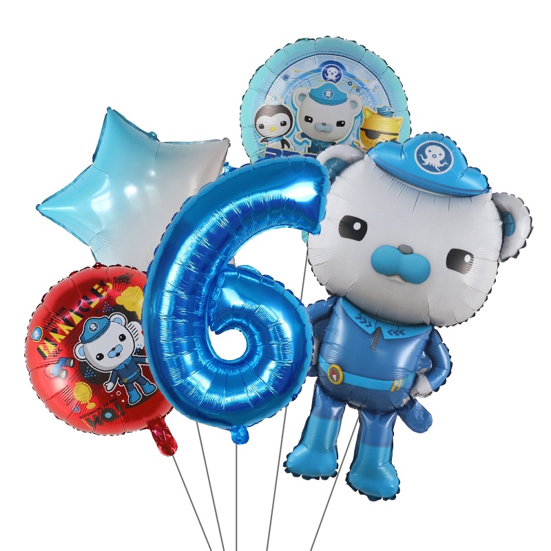 5 pcs The Octonauts Theme Foil Balloons Boys Girls Birthday Party ...