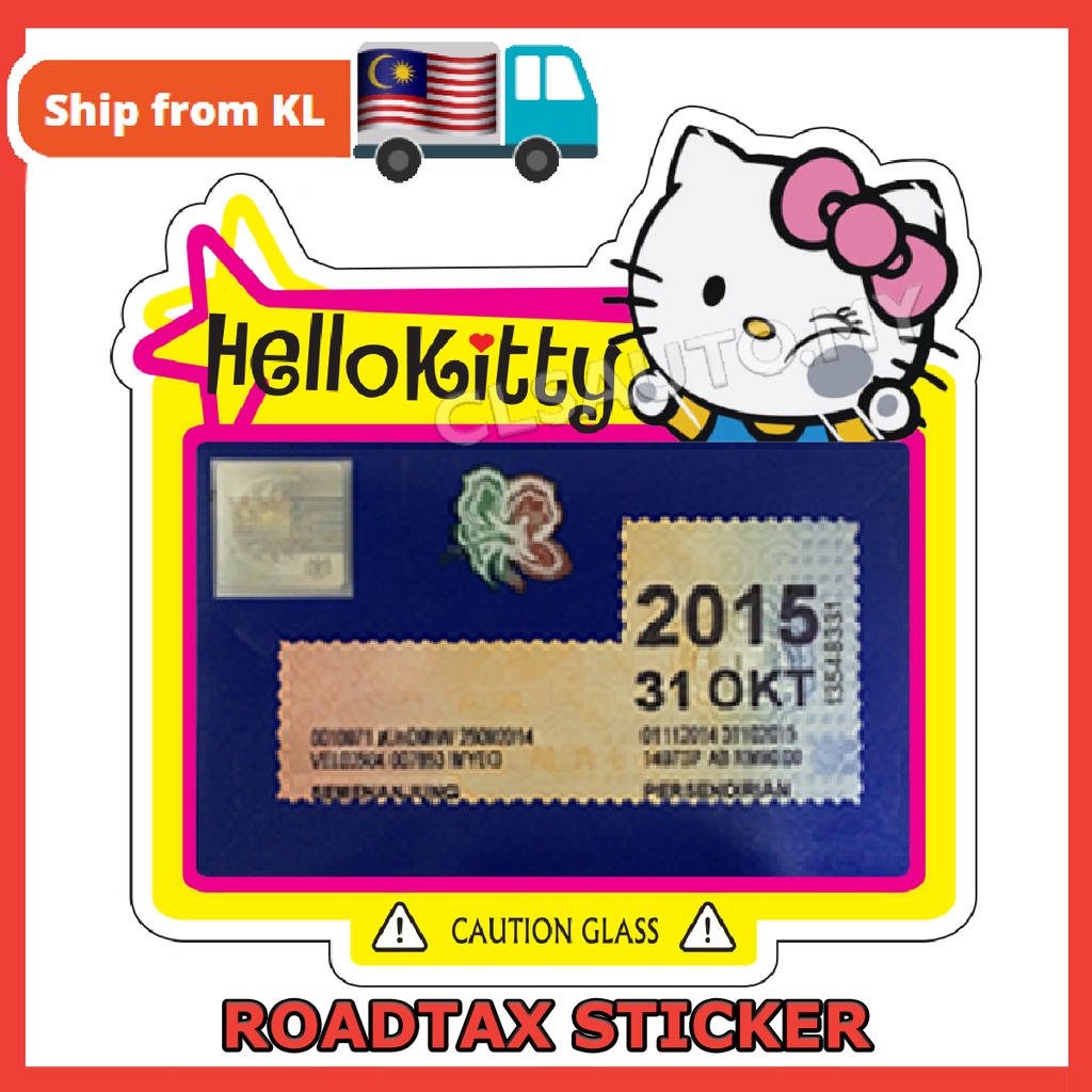 Cartoon Car Road Tax Sticker Film Pelekat RoadTax Kereta Funny Cute ...