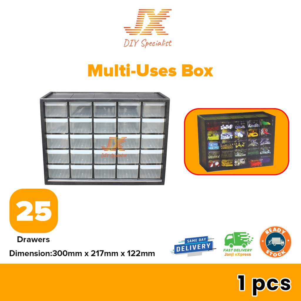25 Multipurpose Small Item Accessories Storage Plastic Drawer Stackable ...