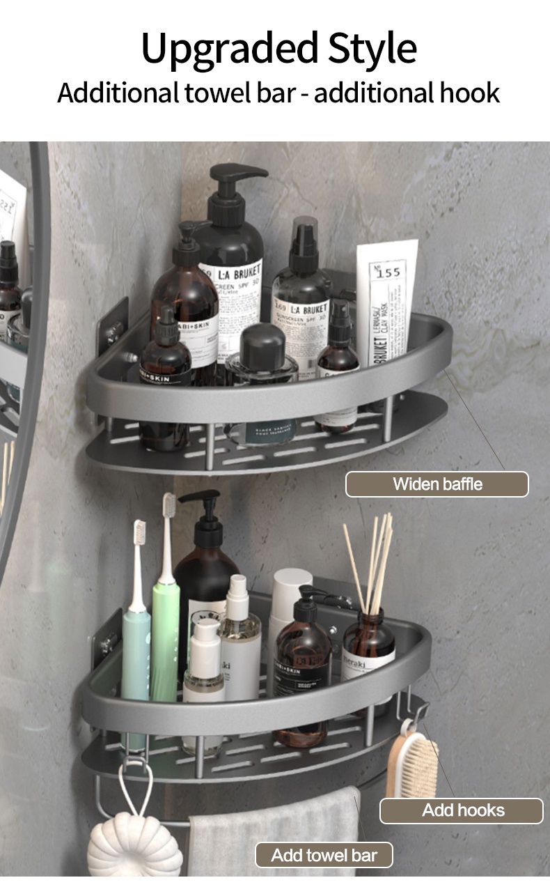 YUN JIE YA Punch Free bathroom Rack toilet Corner Shelf washroom Wall ...