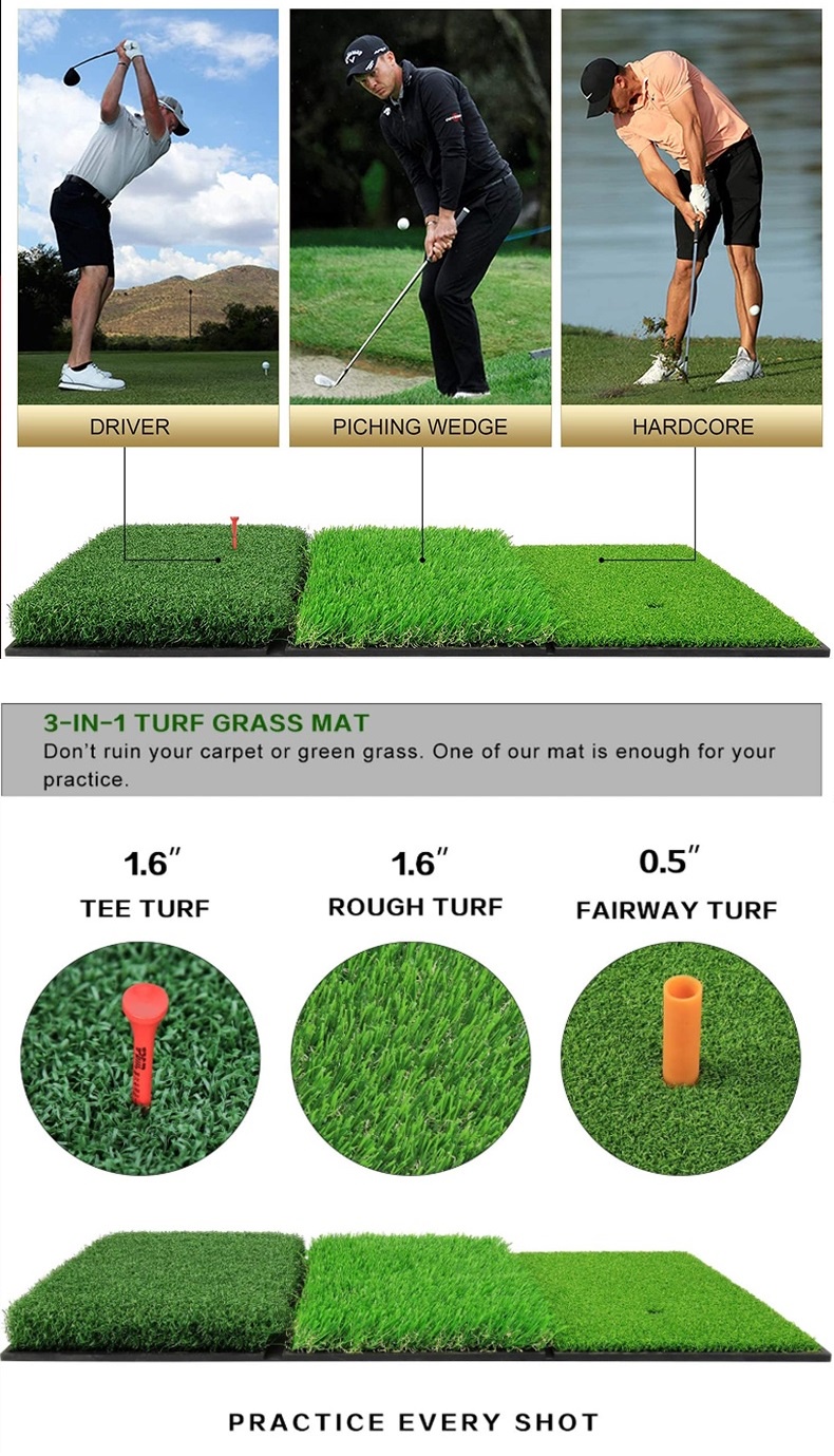 PGM 3 in 1 Foldable Mini golf practice swing Mat for driver wood iron ...