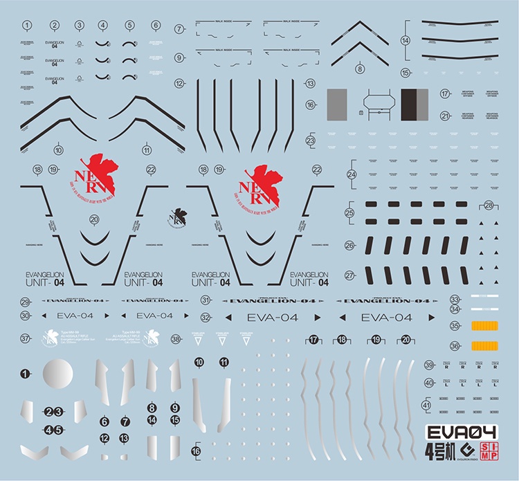 (Evo) Waterslide Decal - RG 1/144 EVA 04 (Fluo) Evangelion Unit-04 ...