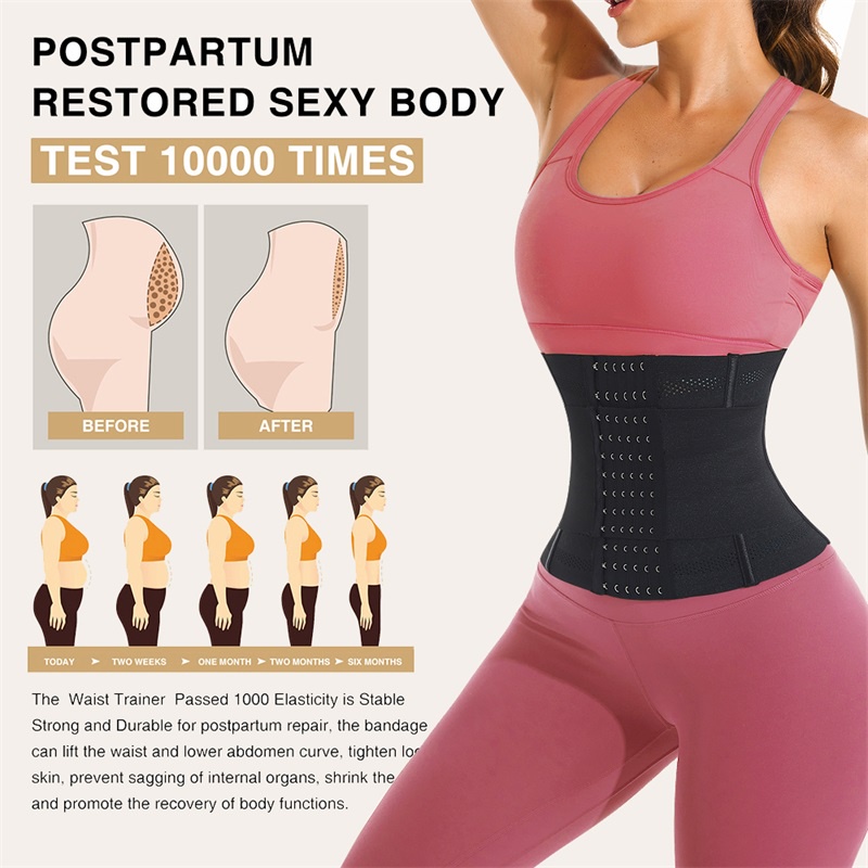 WECHERY Waist Trainer Body Shaper Corset Belt 7 Steel Bones Double ...