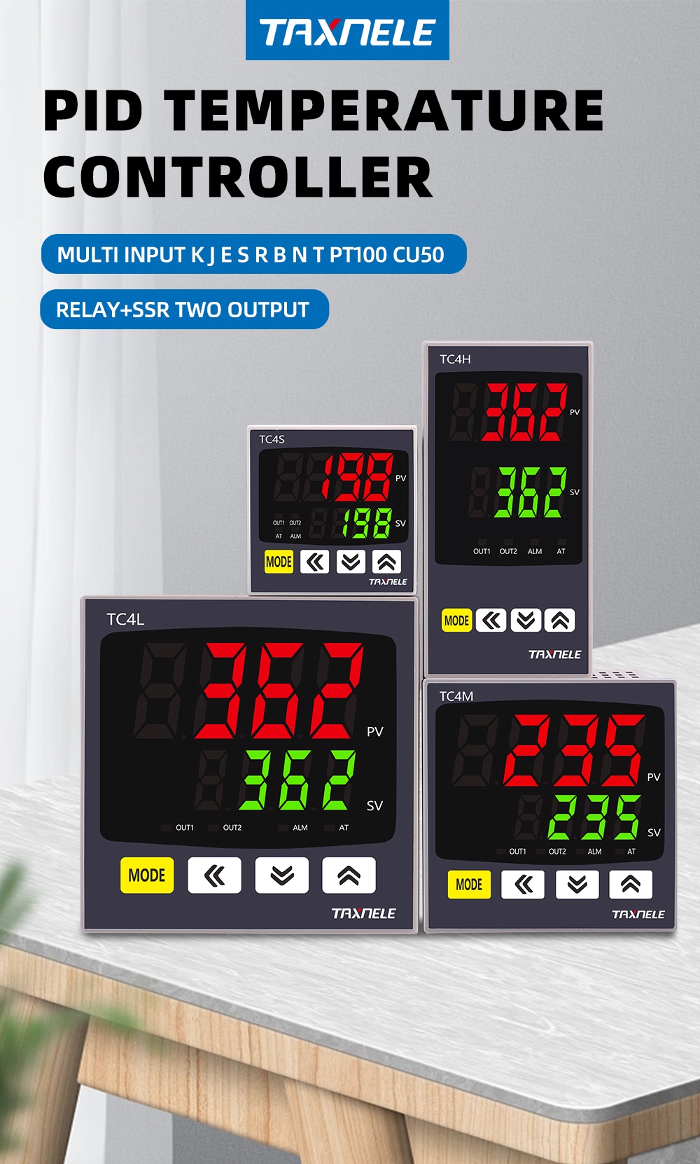 TAXNELE Digital PID Thermostat Universal Input TC4S TC4H TC4L TC4M Temperature Controller 220V ...