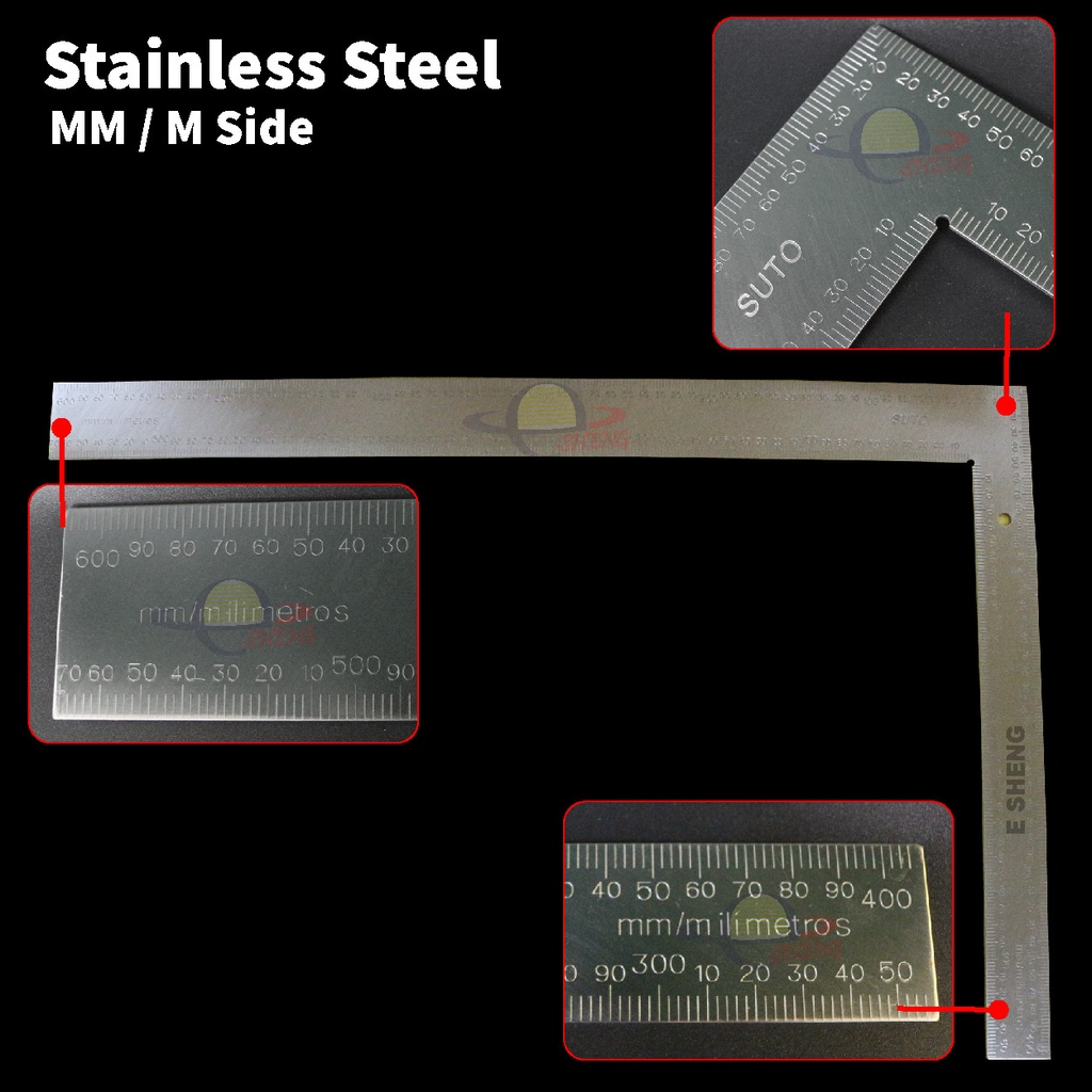 16'' x 24'' 90 Degree Stainless Steel Try Square Ruler 600mm x 400mm ...