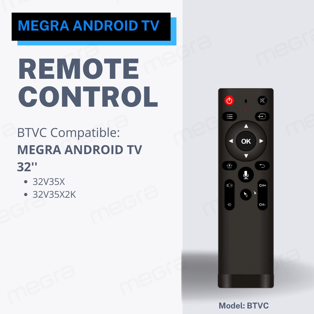 MEGRA LED TV REMOTE MV-K06 / MV-SM / BTVC for MEGRA ANDROID TV | Shopee ...