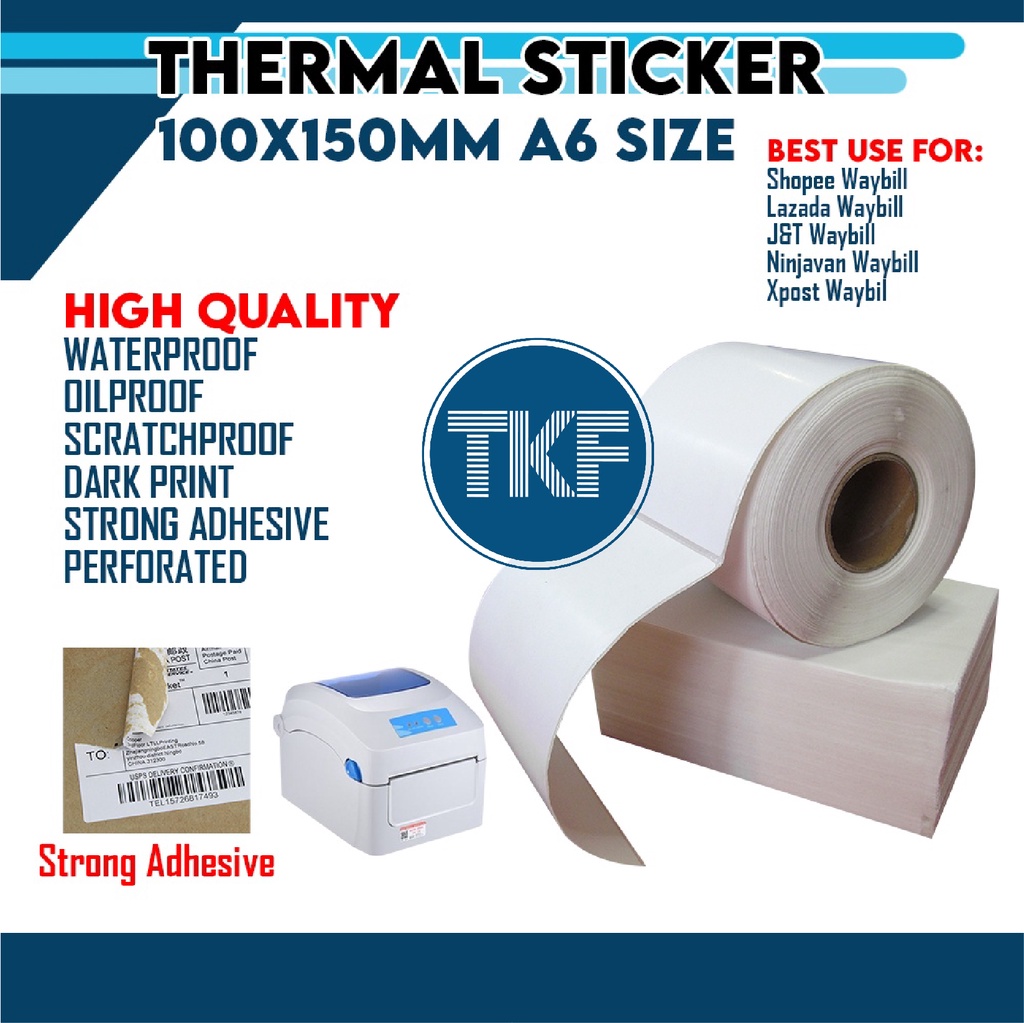 [AAA GRADE] A6 Waybill Thermal Sticker Thermal Label Sticker ROLL FOLD ...