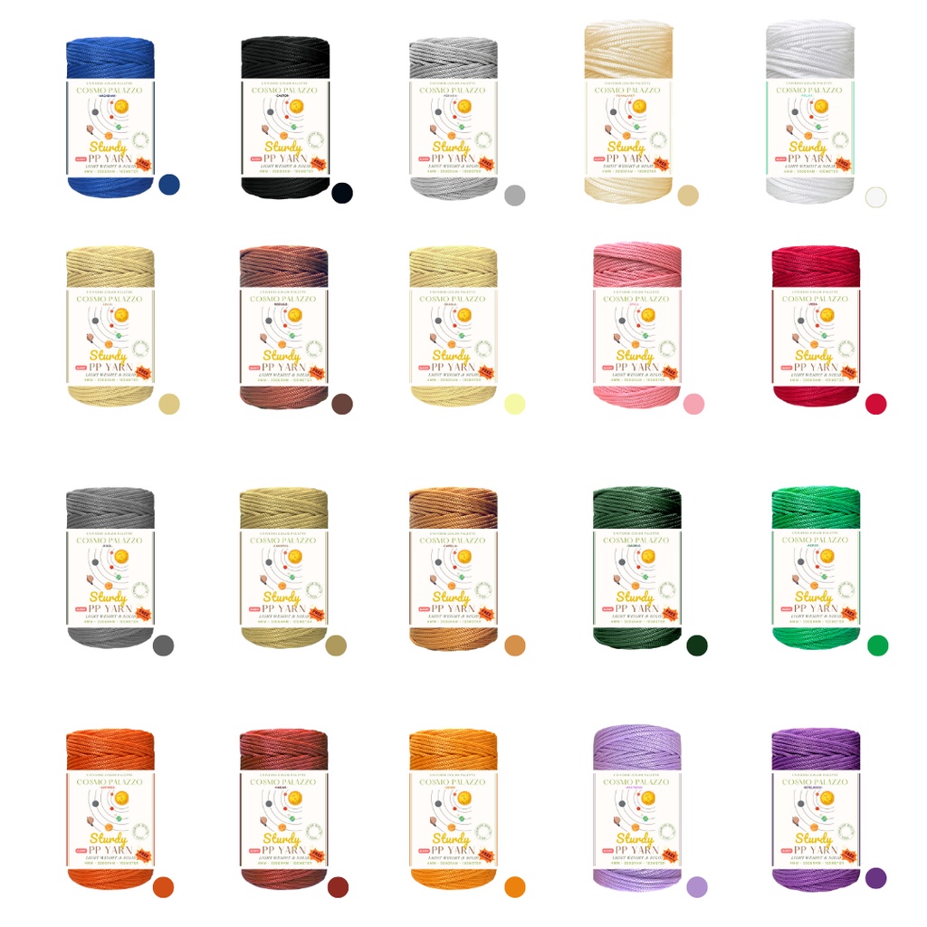 20 Color 4mm 300g Sturdy PP Yarn Knit Yarn Benang Kait Solid Yarn ...