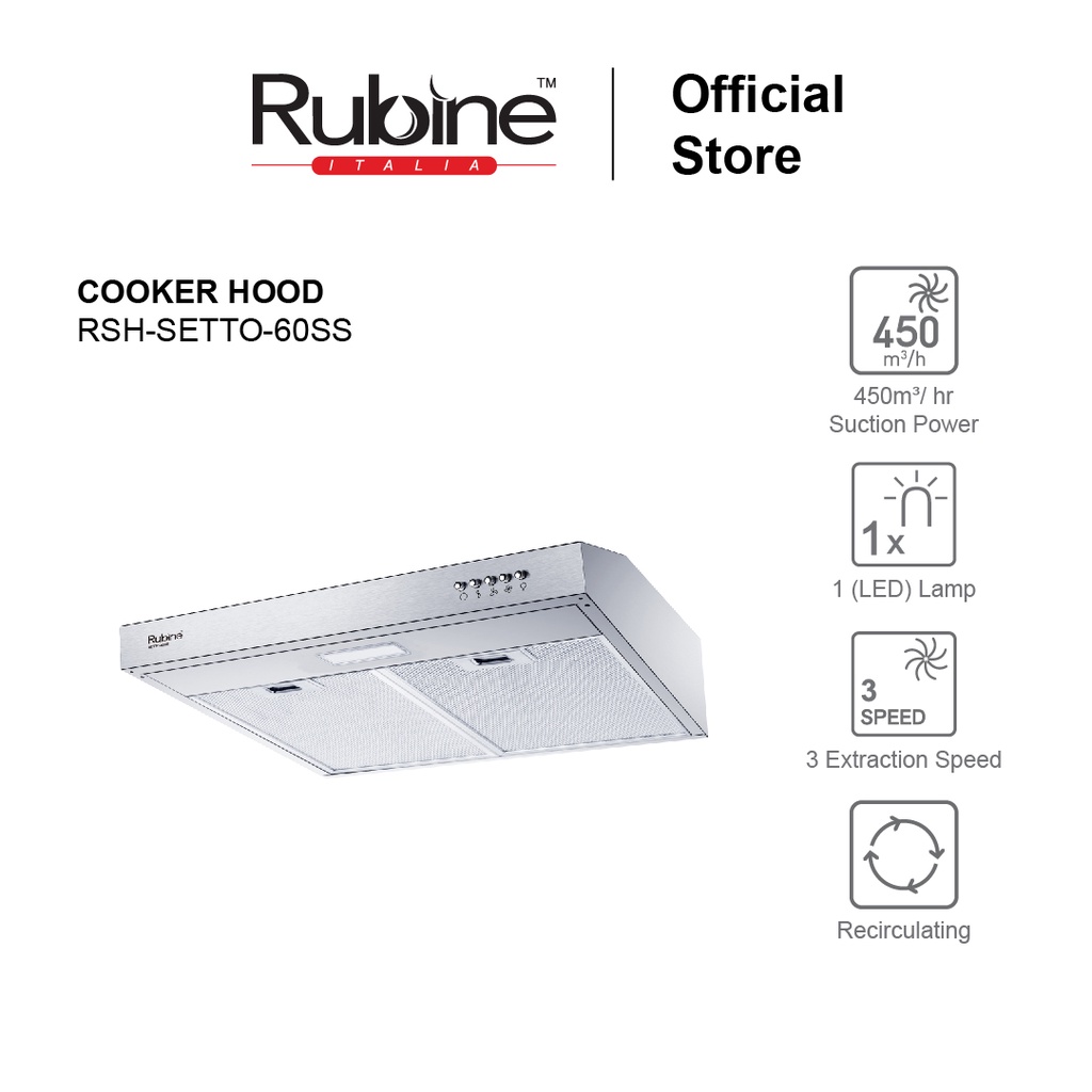 RUBINE RSH-SETTO-60SS Slim Hood | Shopee Malaysia