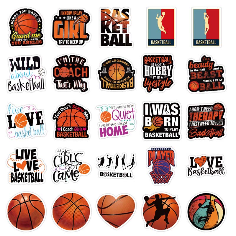 50pcs Basketball Sport Stickers Waterproof Dunk Stickers Decals for ...