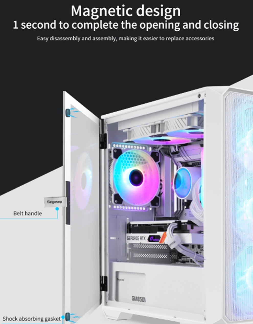 SEGOTEP ALPHA TEMPERED GLASS M-ATX GAMING PC CASE WITH 4xARGB FANS ...
