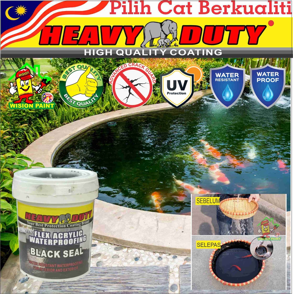 ( 5kg ) BLACK SEAL 💦 Waterproof Heavy Duty Leak Seal Repair Paint ...