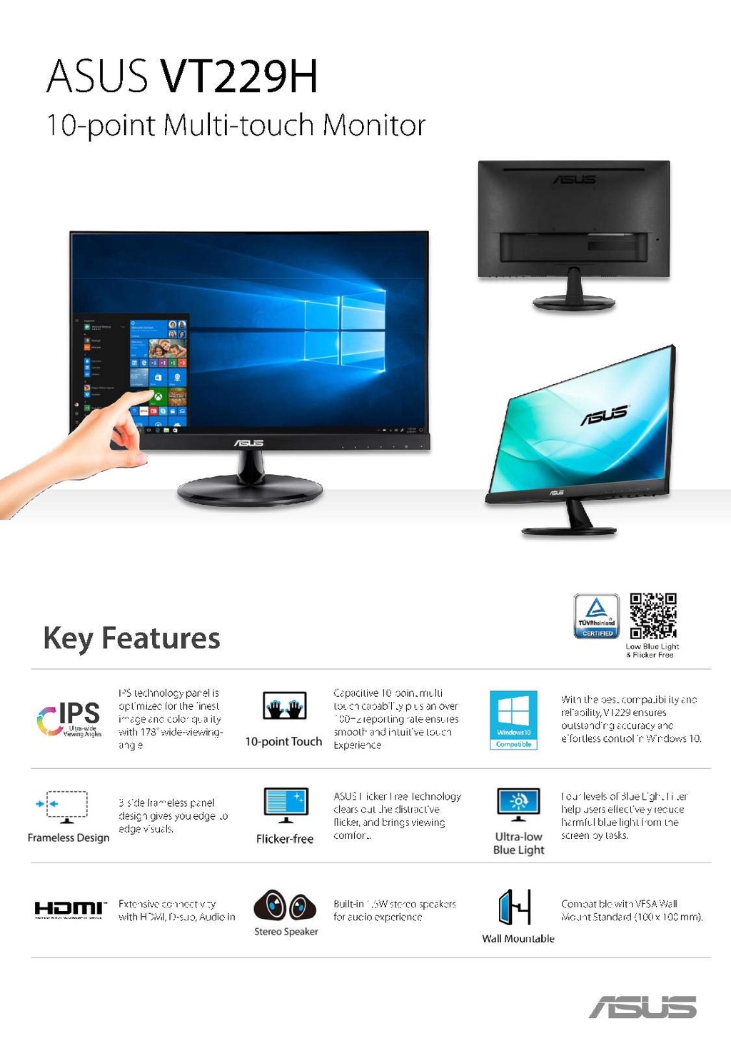 Asus VT229H / VT168HR Touch Monitor | 10-point Touch | 178° Wide ...