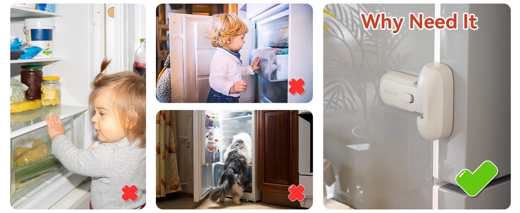 EUDEMON Child Safety Fridge Lock Single-Door Refrigerator Door Stopper ...