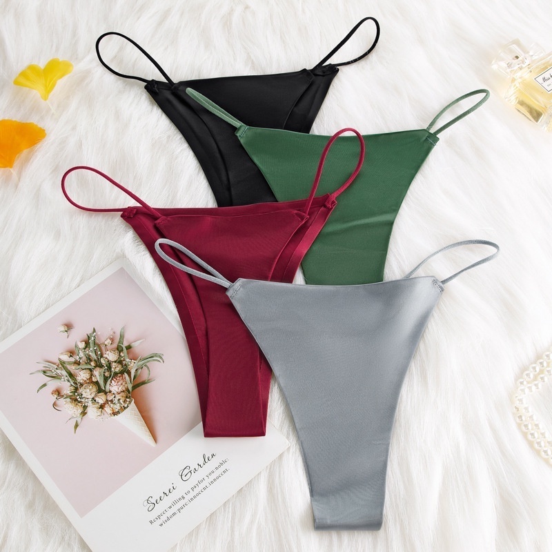 ZXYOUPING Ice Silk Seamless T Back Invisible G String Women Sexy Low ...