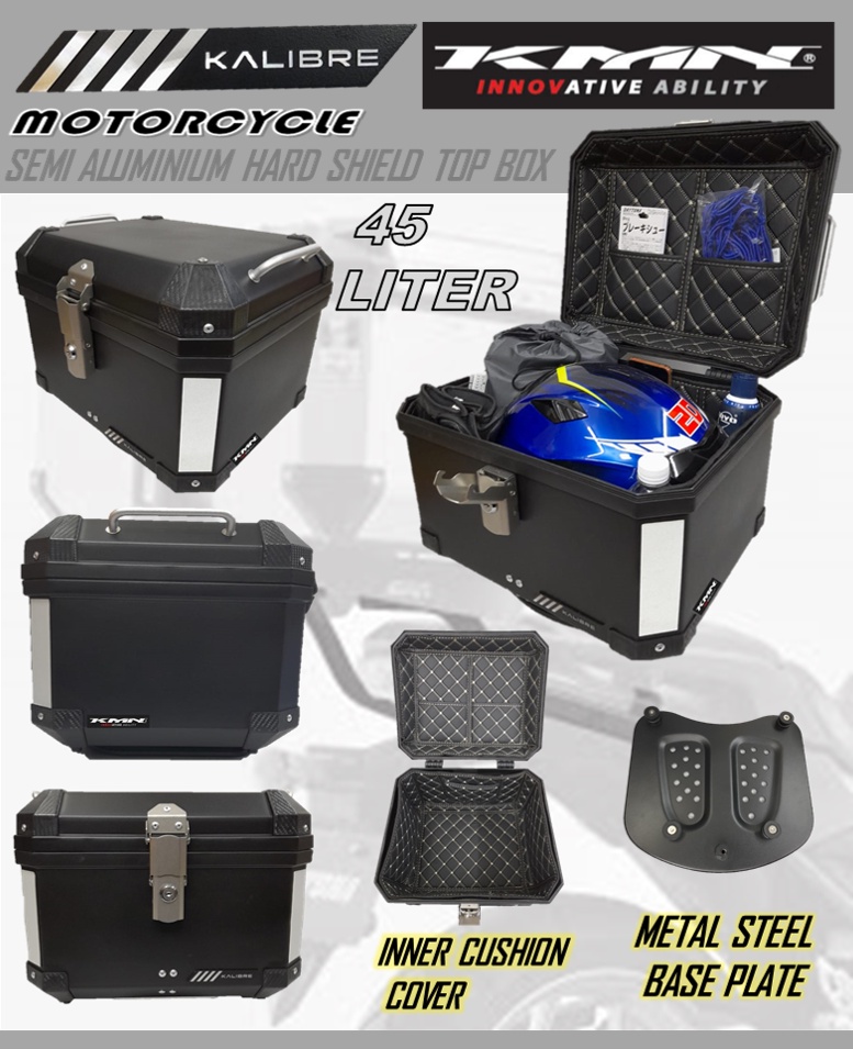 KTM SEMI ALUMINIUM WATERPPROOF TOP BOX 45LITER MOTORCYCLE HARD SHIELD ...