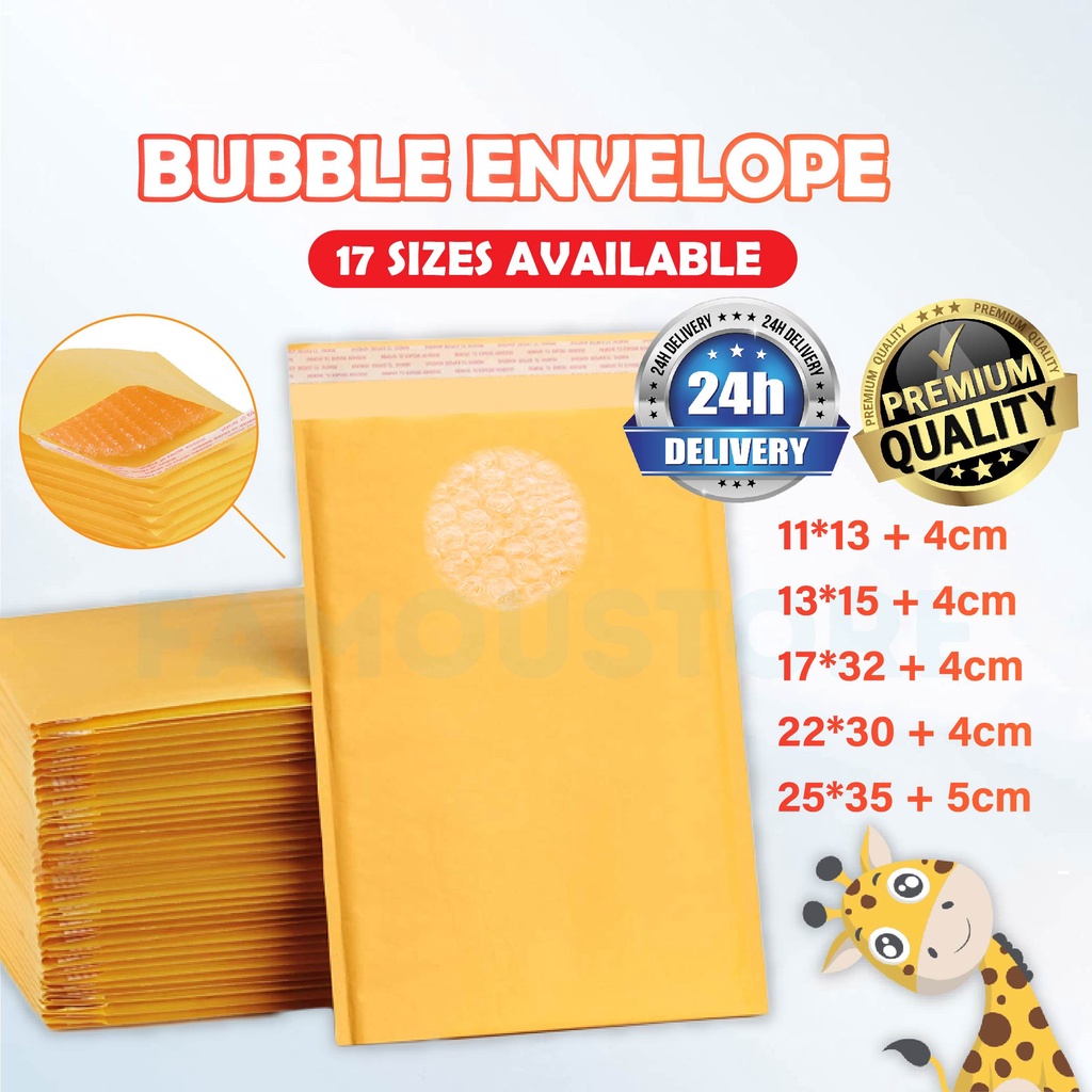 Kraft Paper Bubble Envelope Air Bubble Wrap Envelope Mailer Bag Courier ...