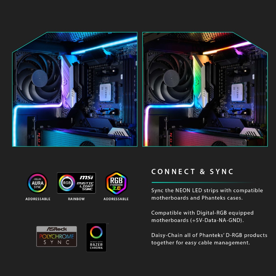 PHANTEKS Neon M5 550mm / Combo Set (400mm x2) ARGB Sync LED Light Strip ...
