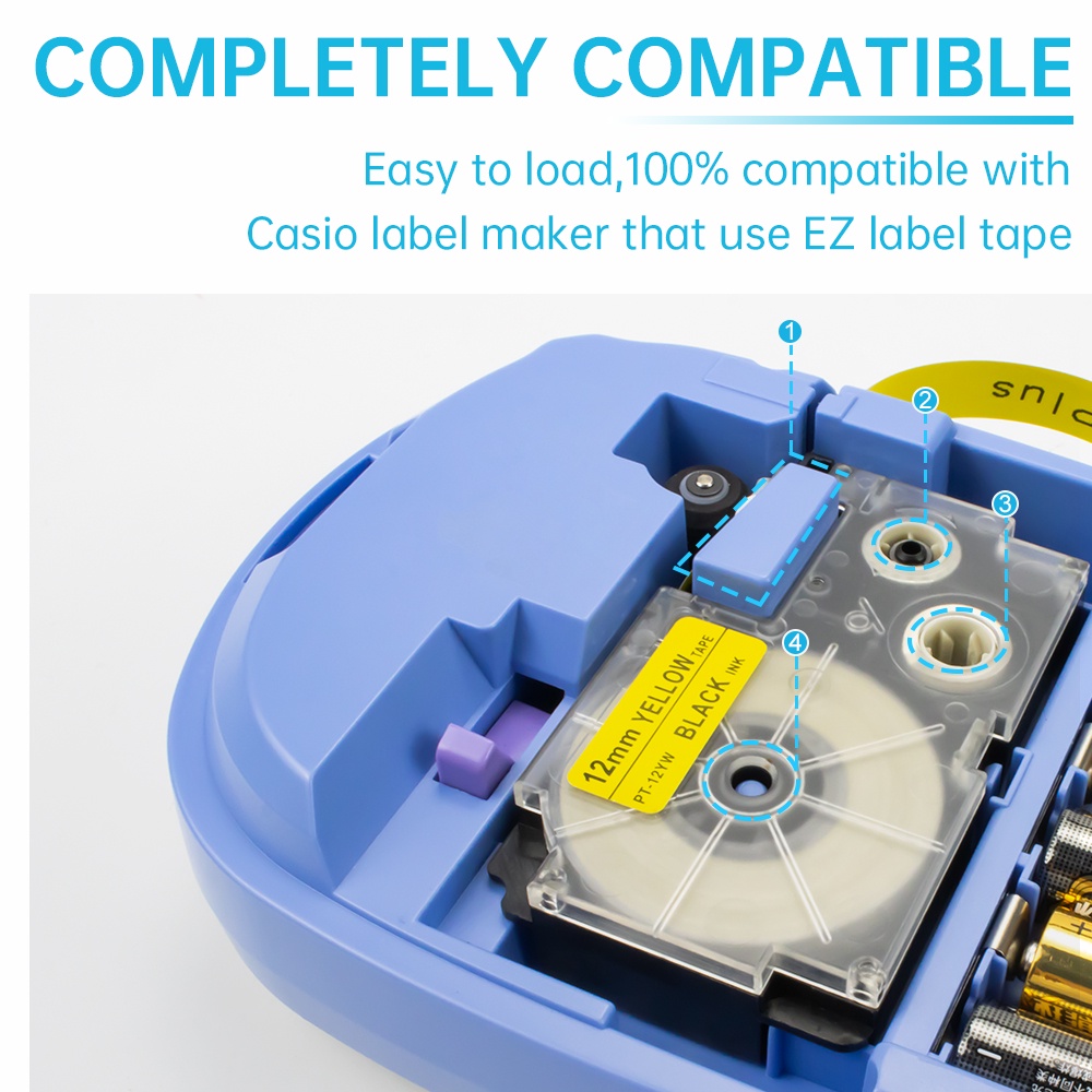 Compatible CASIO EZ Label Printer Tape 9mm 12mm 18mm Label Cartridge for KL-60 KL-120 KL-130 KL ...
