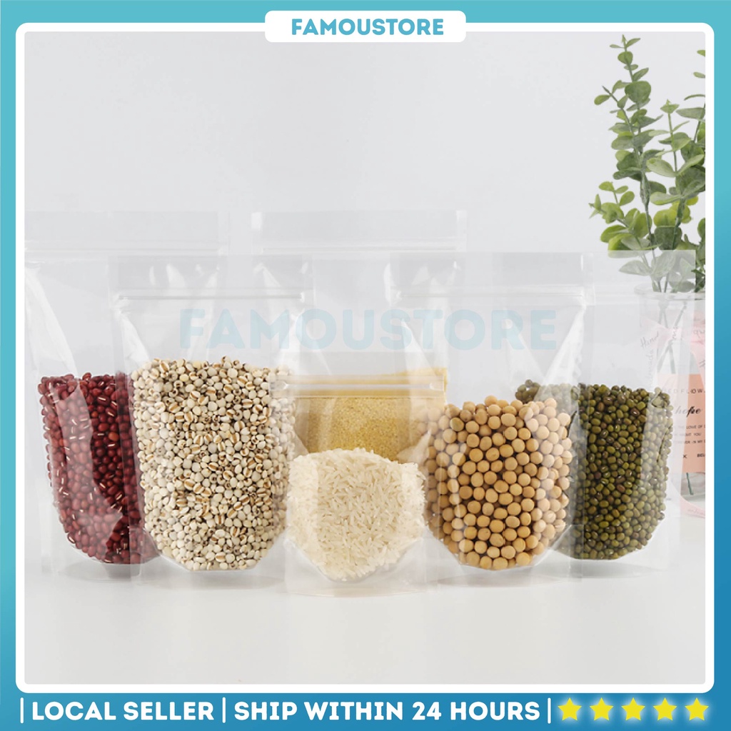 50PCS Matte Transparent Ziplock Bag Standing Zipper Bag Stand Pouch Zip ...