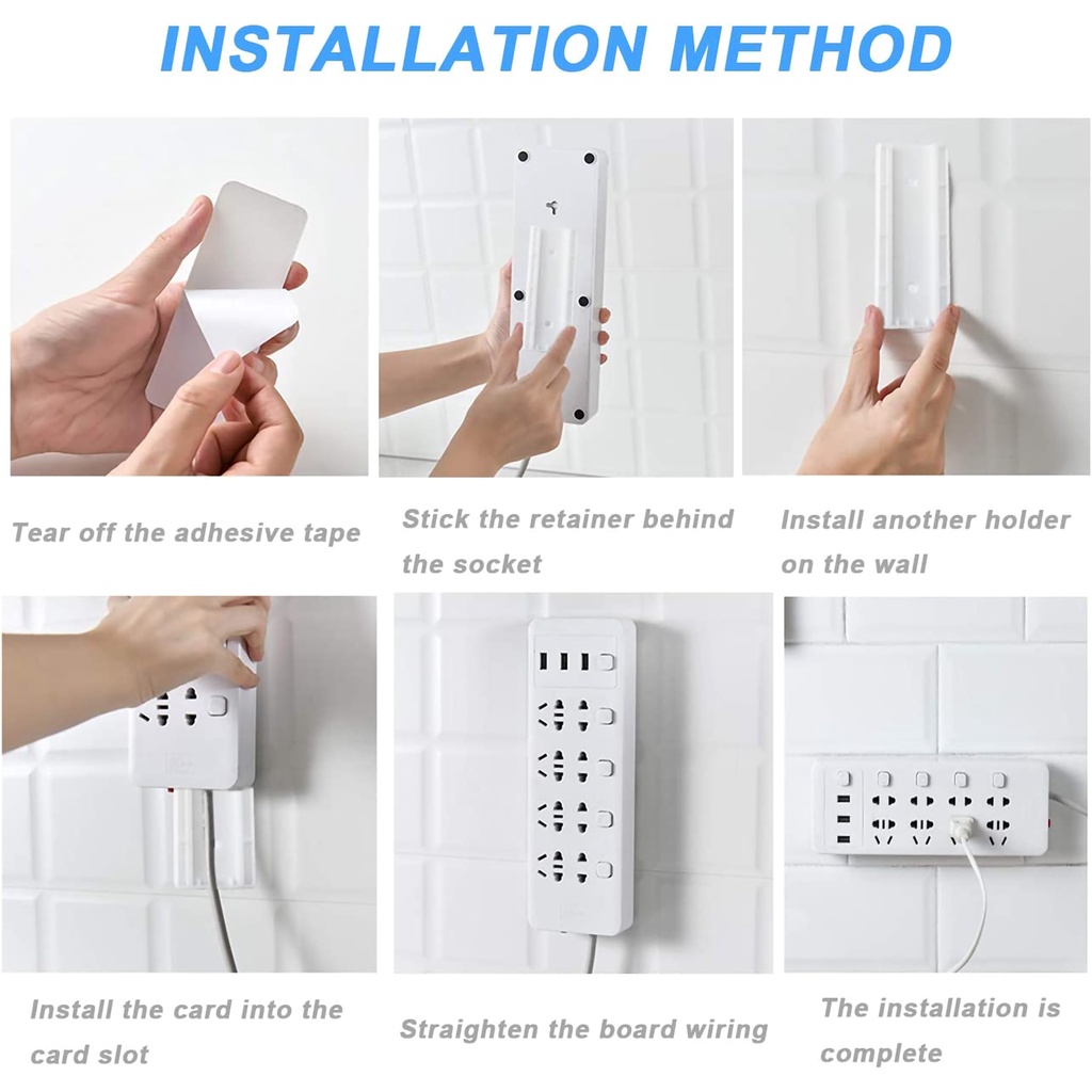 Extension Power Strip Holder, Self Adhesive Fixator Wall Mount Plug-in ...