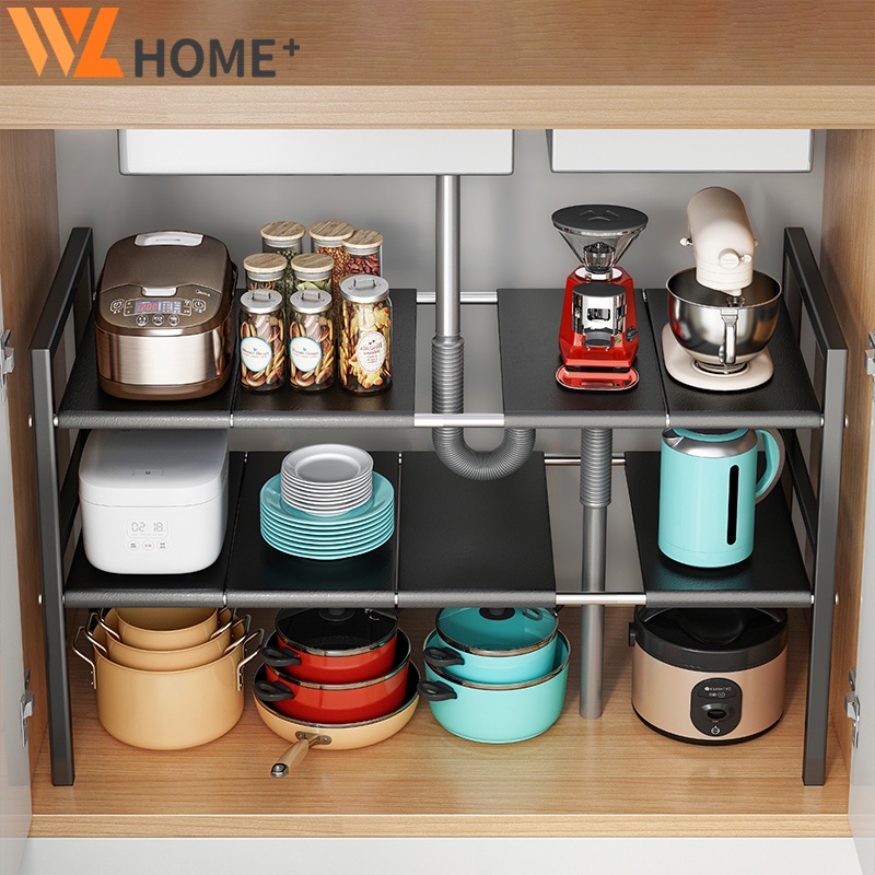 Rak Dapur Under Sink Rack Expandable Kitchen Organizer Stainless Steel ...