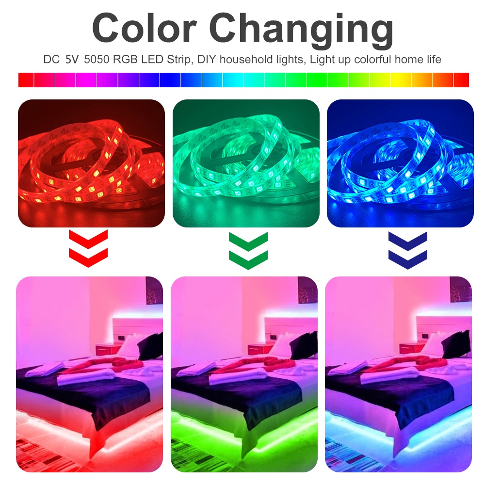 5M LED Strip Lights RGB USB Infrared Bluetooth Control Luminous ...