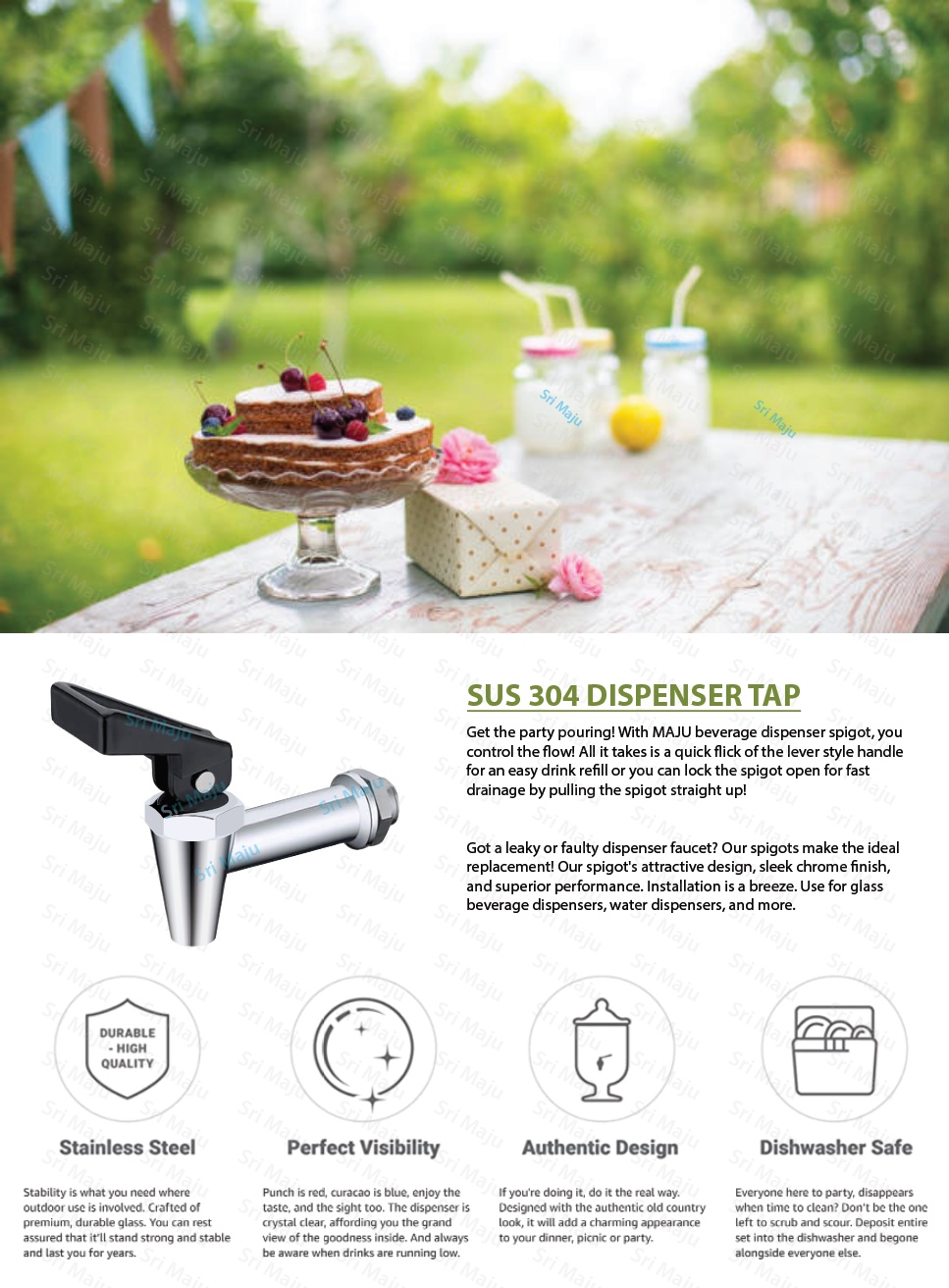 MAJU JBT-JB007 SUS 304 Stainless Steel Jar Bib Tap for Tupperware Zebra ...