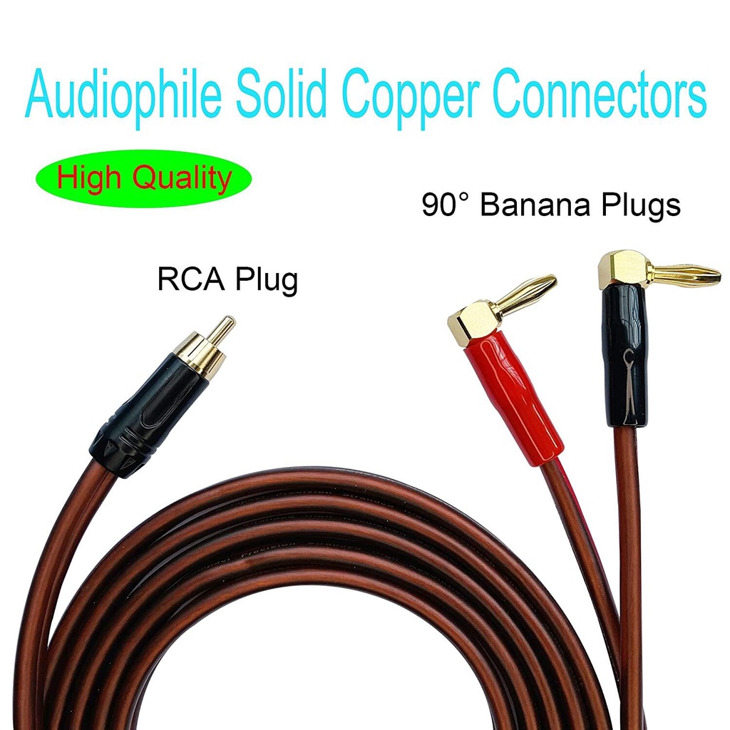 GOLLEY LION RCA to Banana HiFi OFC Speaker Wire, 90 Degree Right Angle ...