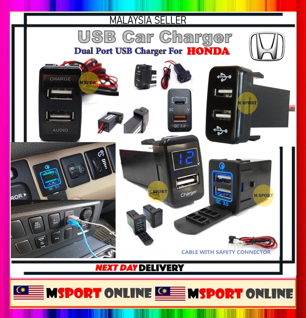 USB TYPE C 3.0 PORT FOR HONDA CITY CIVIC ACCORD HRV BRV CRV Dual Port ...