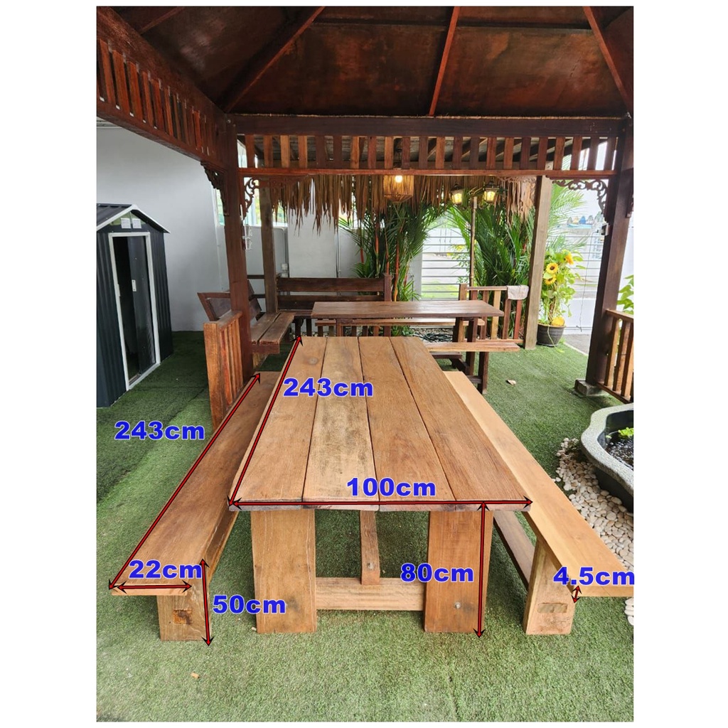 IPRO Reclaimed Solid Wood Yellow Balau Outdoor Set Garden Table and ...