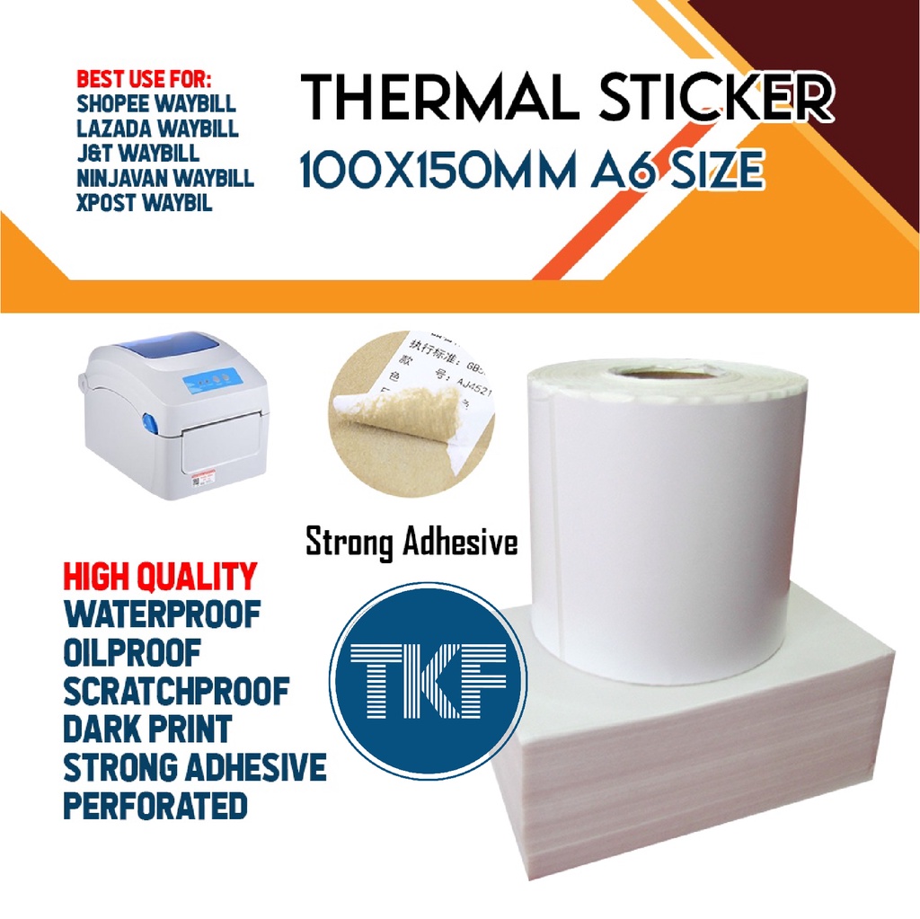 [AAA GRADE] A6 Waybill Thermal Sticker Thermal Label Sticker ROLL FOLD ...
