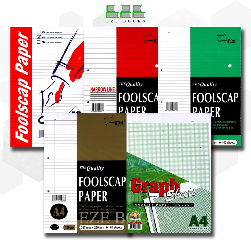 (EZE) UNI A4 FOOLSCAP PAPER WRITING PAD | EXAM SHEET | KERTAS KAJANG ...