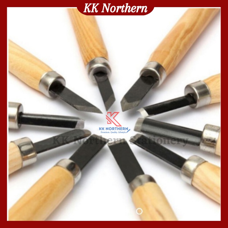 12Pcs Wood Chisels Set Knife Carving Tools Kit Art Alat Pahat Kayu ...