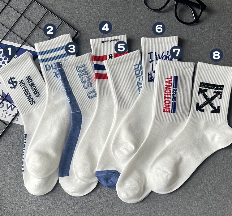[Ready Stock]Socks ins socks men blue letters college style sports ...
