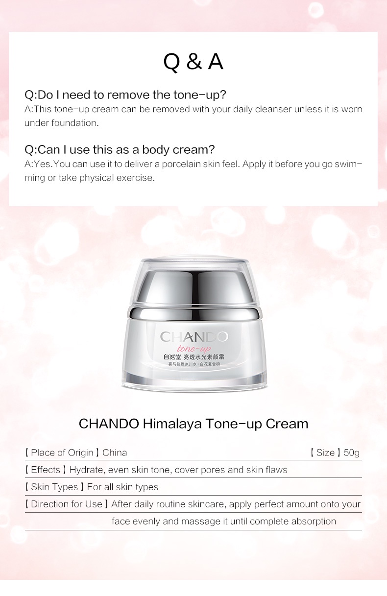 CHANDO Himalaya 自然堂 Tone-up Cream 50g Makeup Brightening Cream | Shopee ...