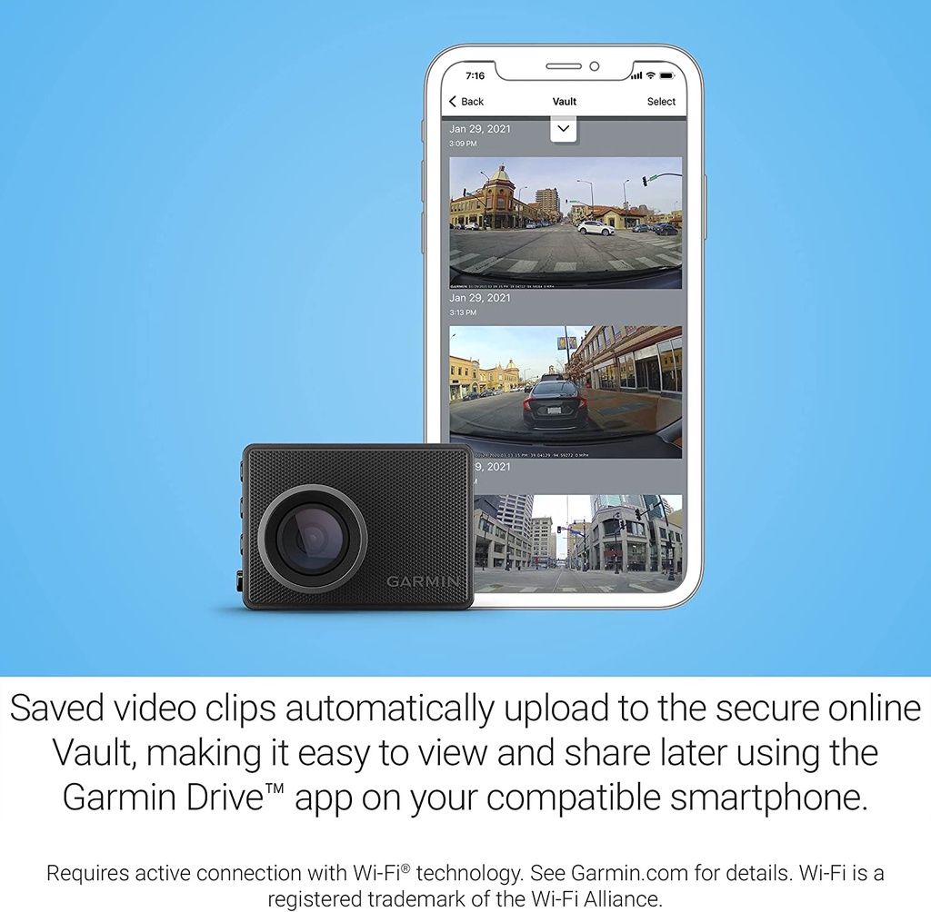Garmin Dash Cam 47, 1080p and 140-degree FOV, Monitor Your Vehicle ...