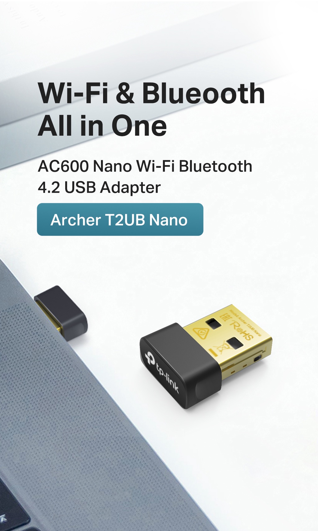 TP-LINK ARCHER T2UB NANO AC600 NANO WI-FI BLUETOOTH 4.2 USB ADAPTER ...