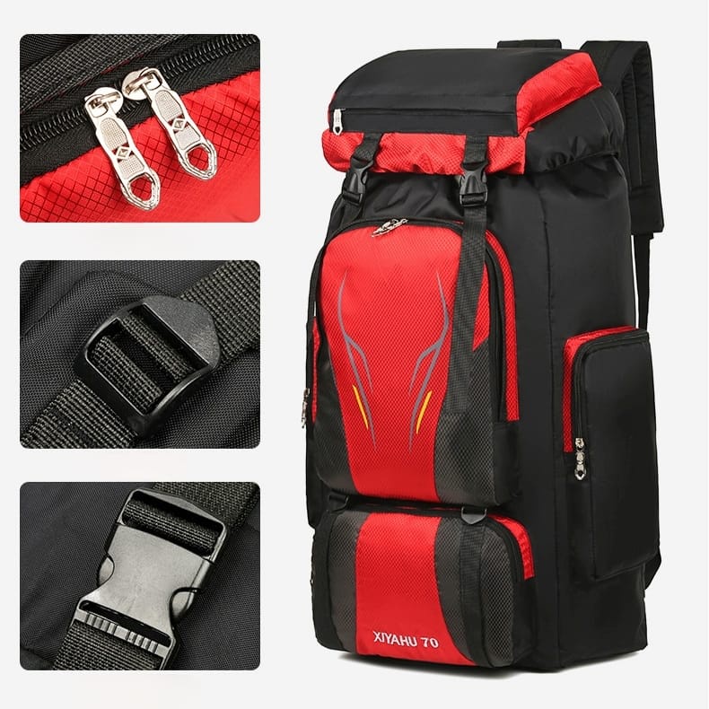 80L Large Capacity Backpack Waterproof Beg Hiking Bag Military Daki ...