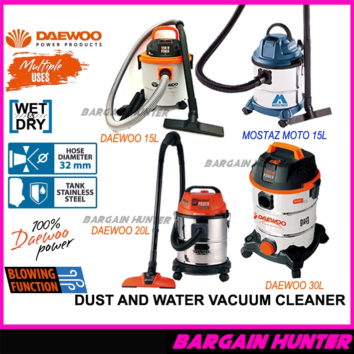 DAEWOO VACUUM CLEANER 15L 20L 30L WET AND DRY 1200W 1250W 1400W 3 MODE ...