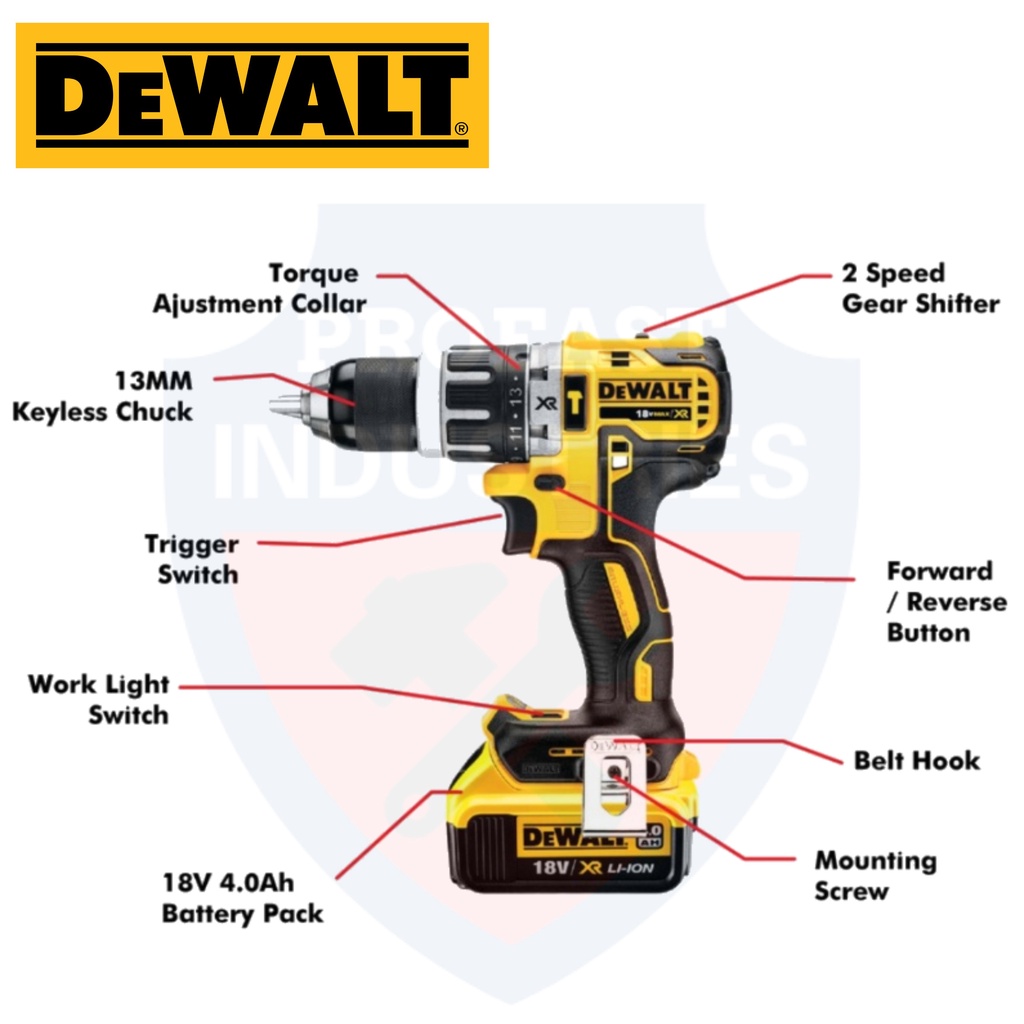 DEWALT DCD796M2-B1 18V Cordless Brushless Compact Hammer Drill Driver ...