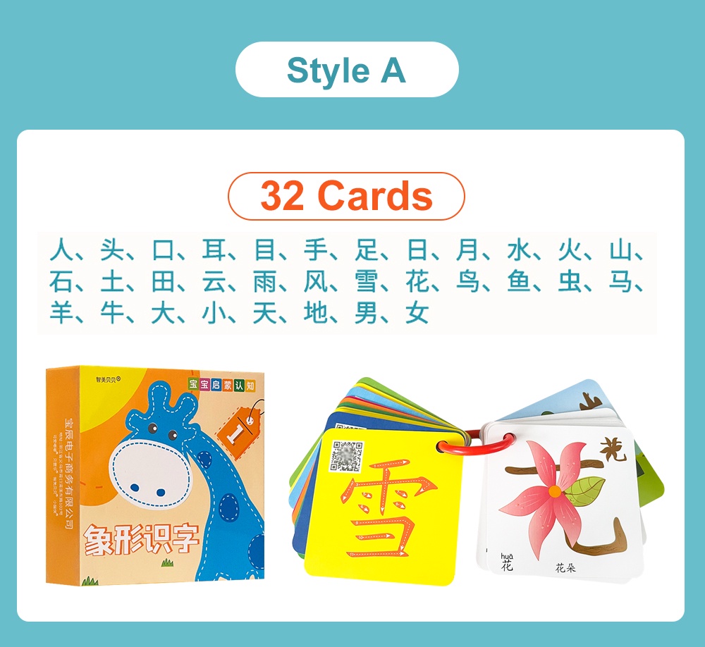 Learning Chinese Characters Words Language Flash Cards Kids Baby Flash ...